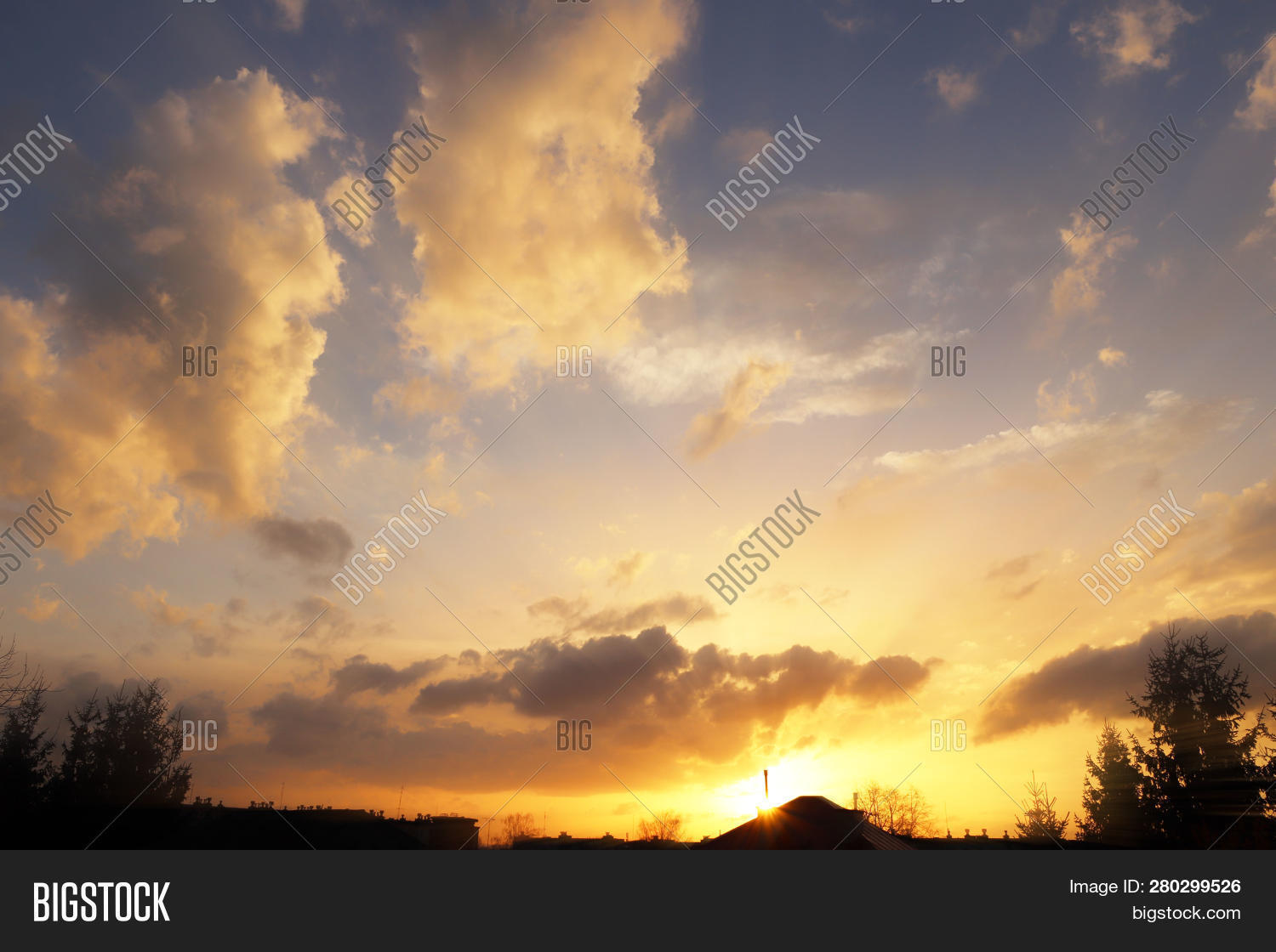 Sunset Over Village. Image & Photo (Free Trial) | Bigstock