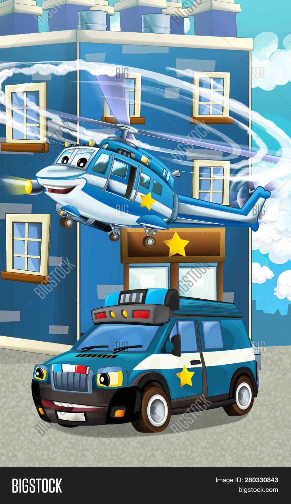 Police Helicopter Cartoon