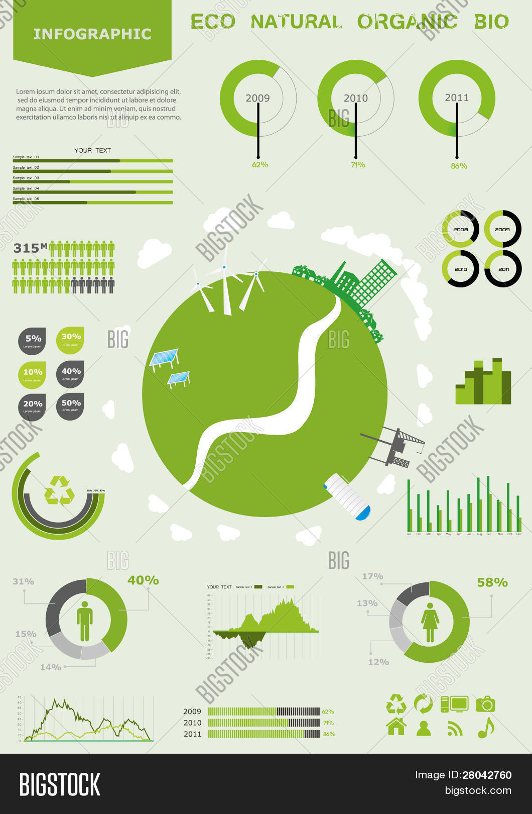 Ecology Conservation Vector Infographics Template Stock Vector