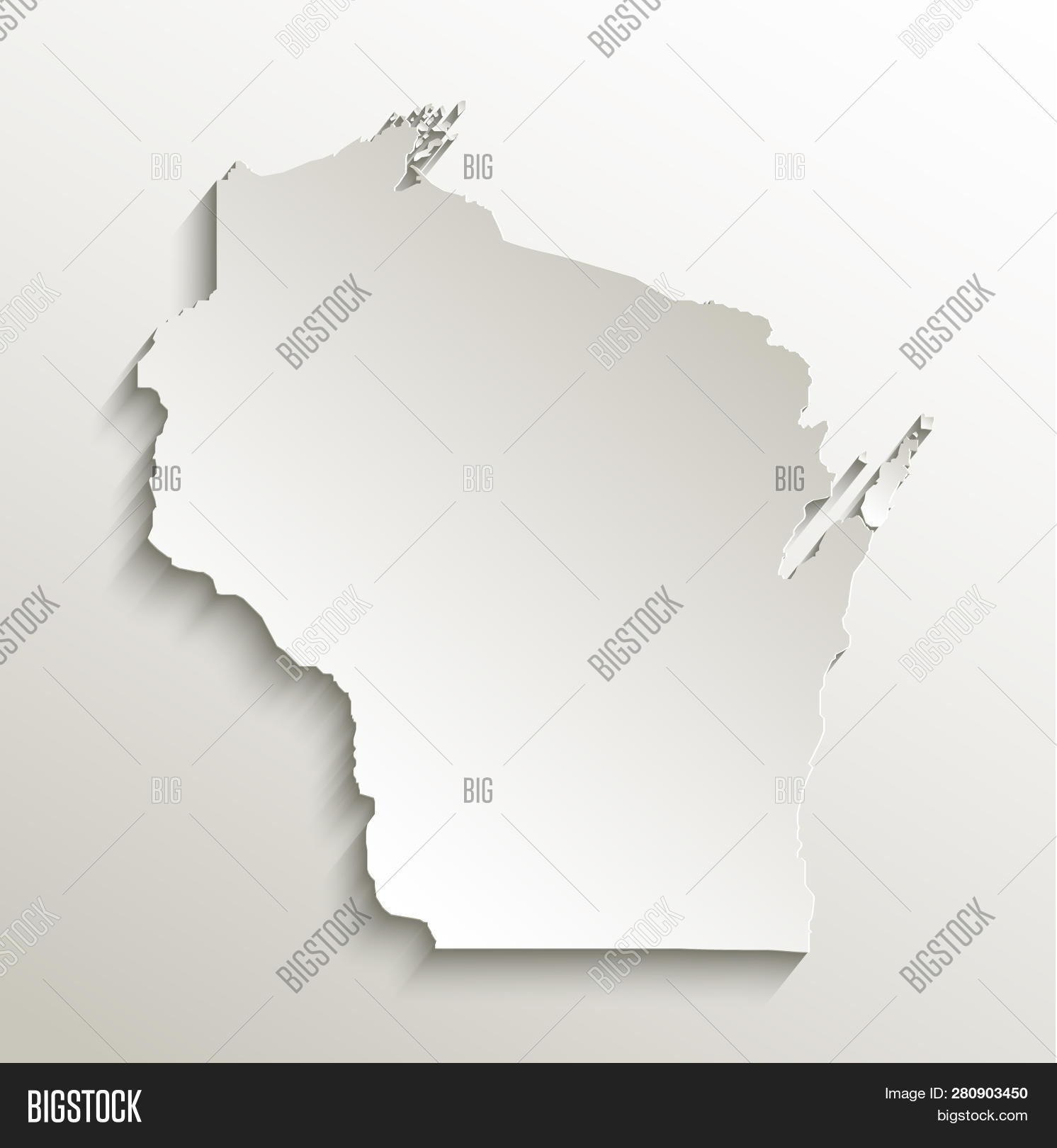 Wisconsin Map Card Image & Photo (Free Trial) | Bigstock