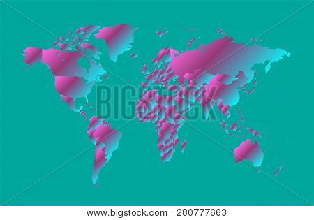 World Map Pink Neon Vector & Photo (Free Trial) | Bigstock