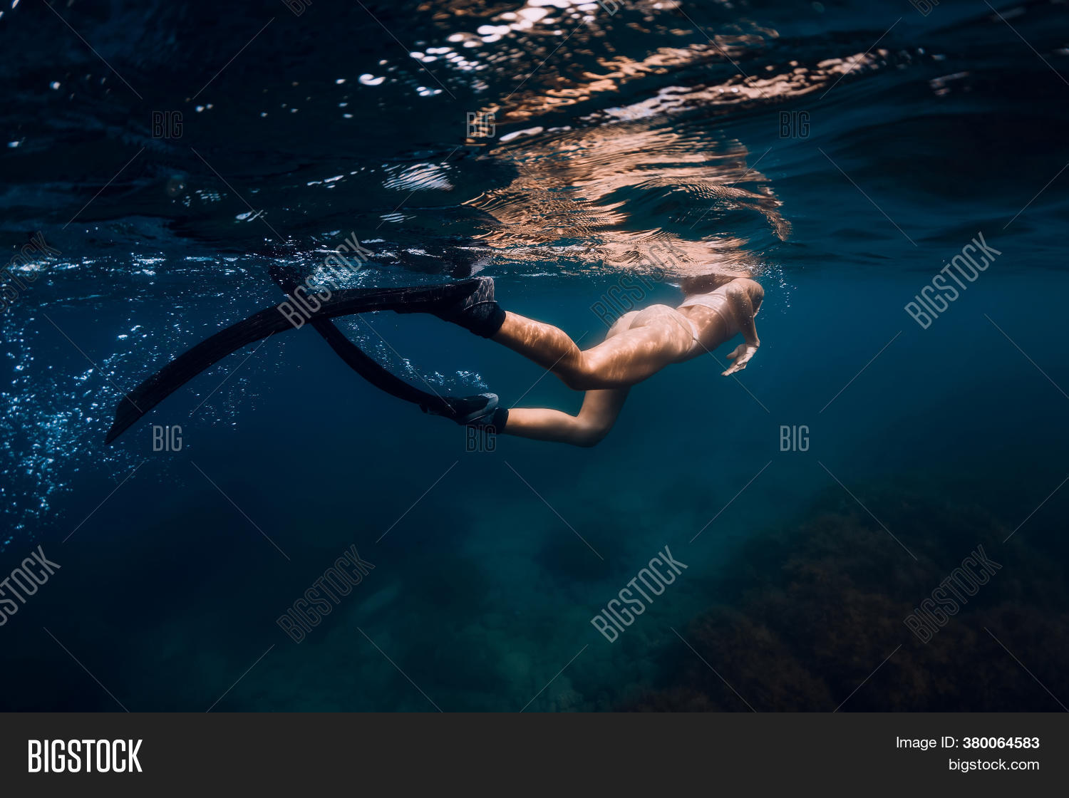 Sporty Woman Fins Swim Image & Photo (Free Trial) | Bigstock