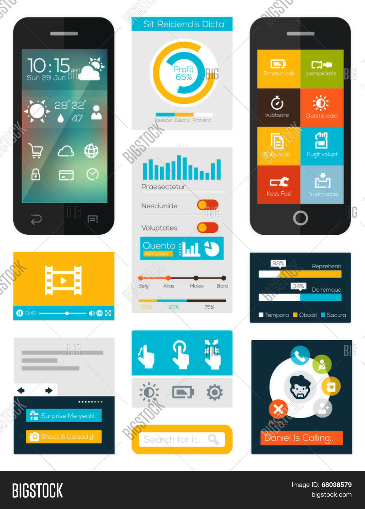 Set Flat Mobile Vector & Photo (Free Trial) | Bigstock