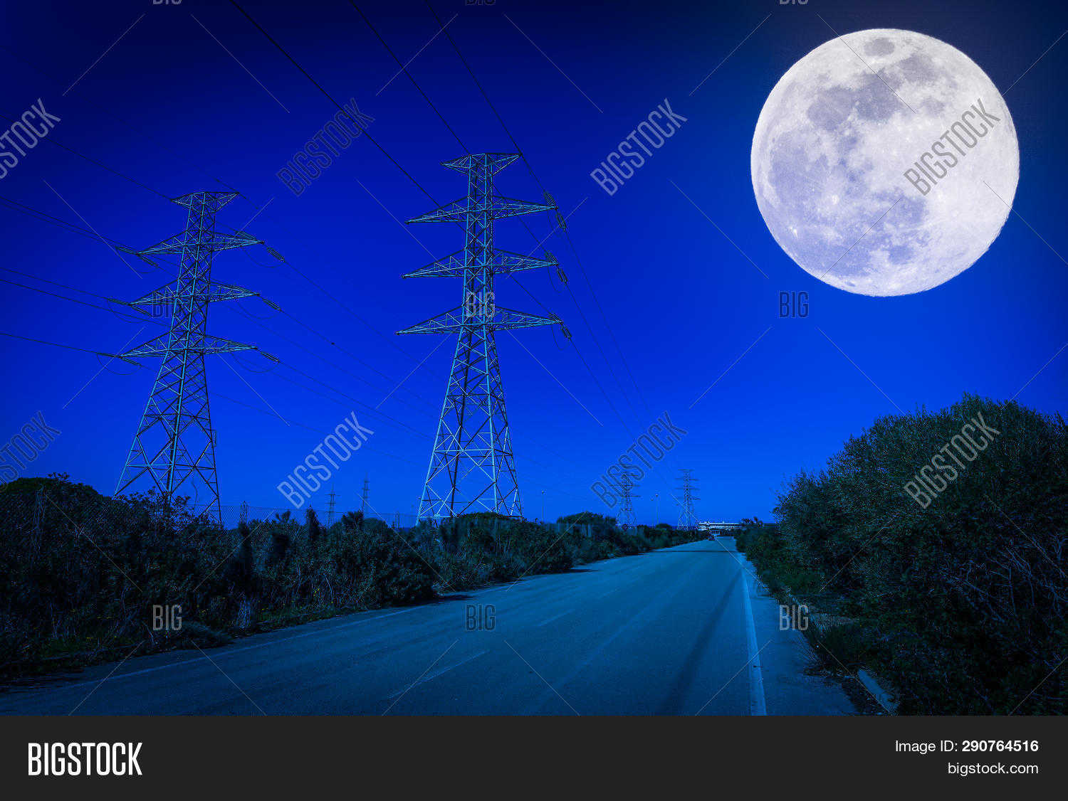Electric Pylons Night Image & Photo (Free Trial) | Bigstock