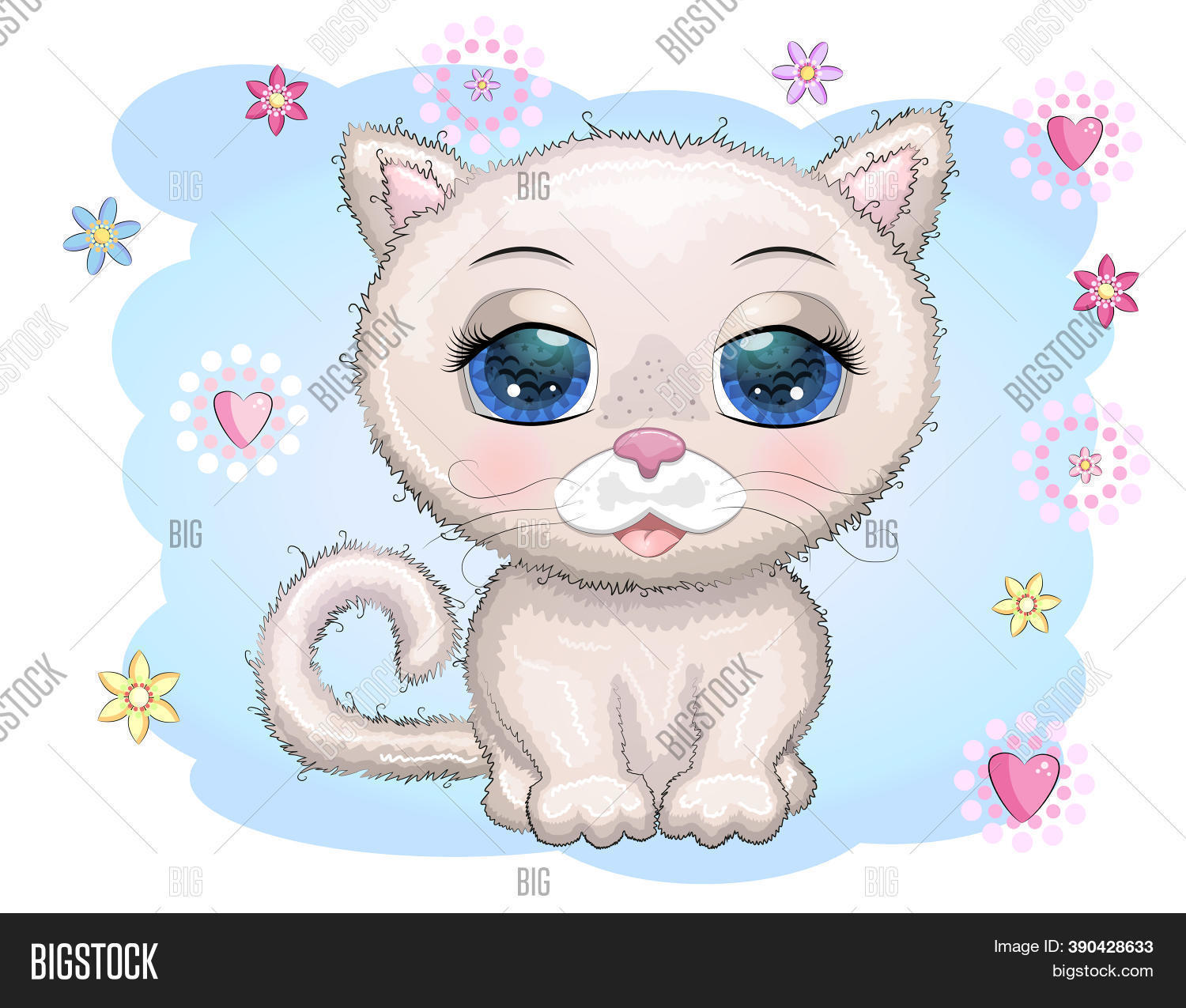 Cute Cartoon Pink Cat Image & Photo (Free Trial) | Bigstock