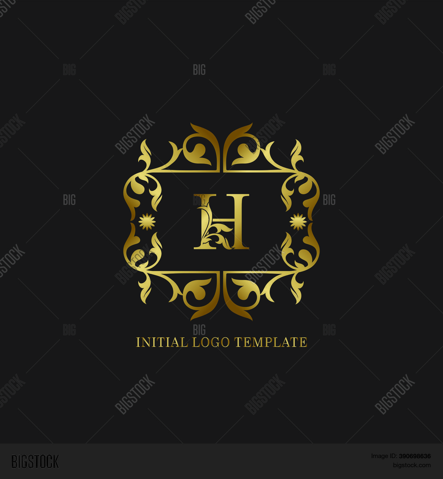 Golden H Initial Logo Vector & Photo (Free Trial) | Bigstock