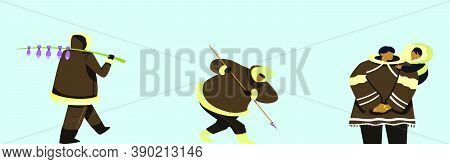 Set Eskimo Cartoon Vector & Photo (Free Trial) | Bigstock