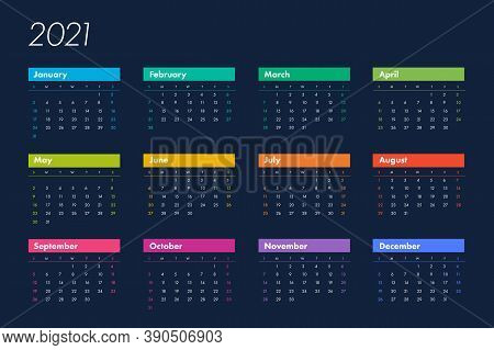 Calendar 2021 Vector Vector & Photo (Free Trial) | Bigstock