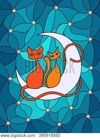 Silhouette Two Cats Vector & Photo (Free Trial) | Bigstock