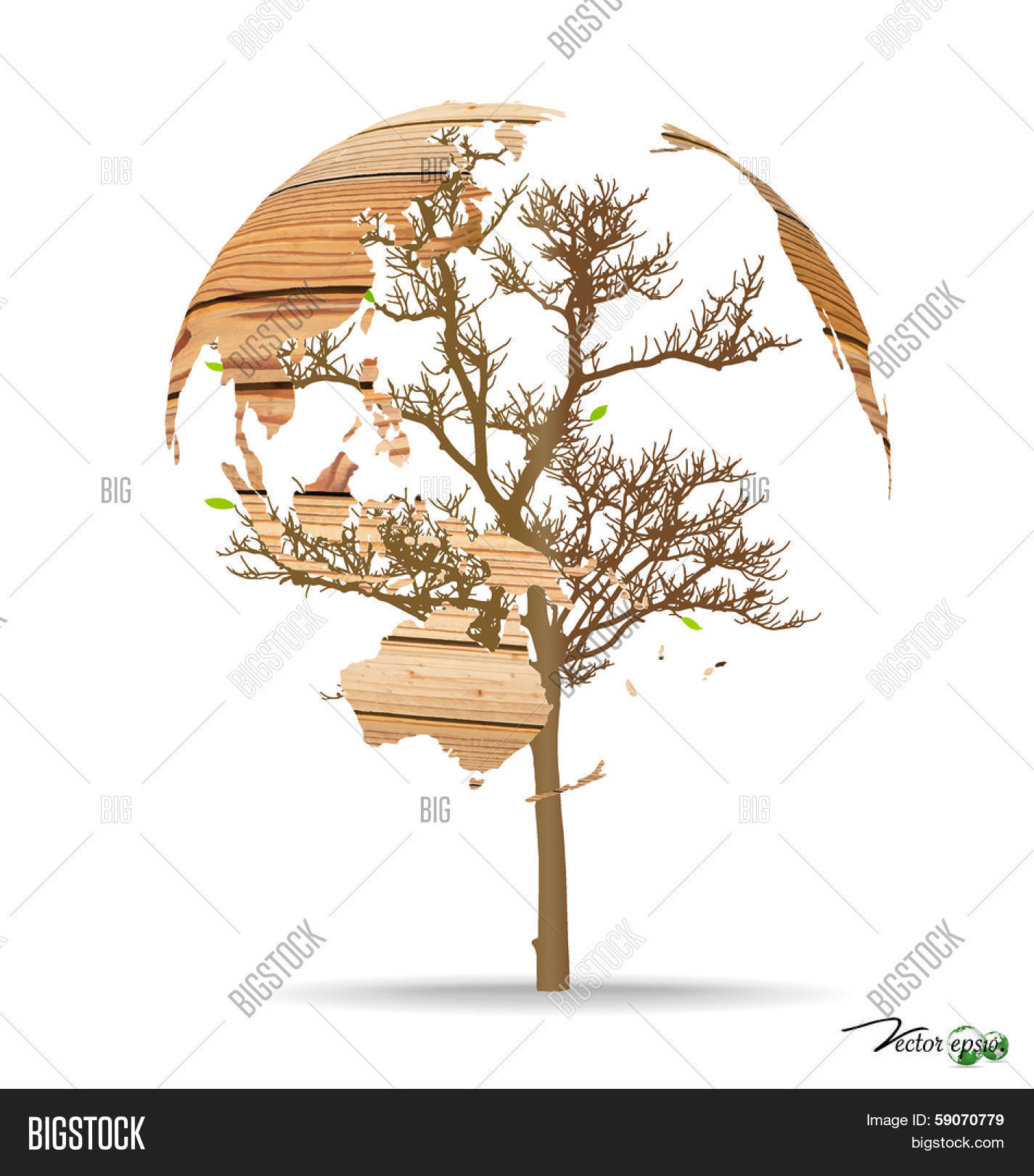 Tree Shaped World Map Vector & Photo (Free Trial) | Bigstock