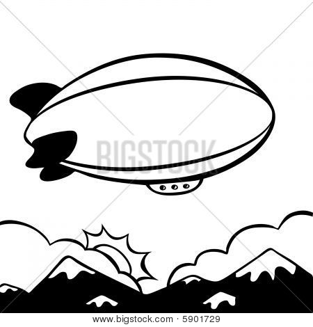 Blimp Cartoon Line Vector & Photo (Free Trial) | Bigstock