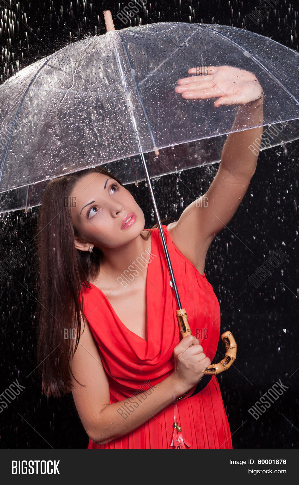 Girl Red Dress Rain Image & Photo (Free Trial) | Bigstock