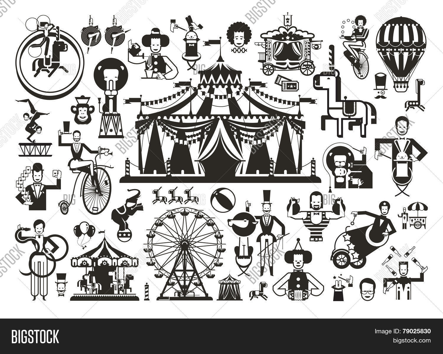 Circus Set Icons Vector & Photo (Free Trial) | Bigstock