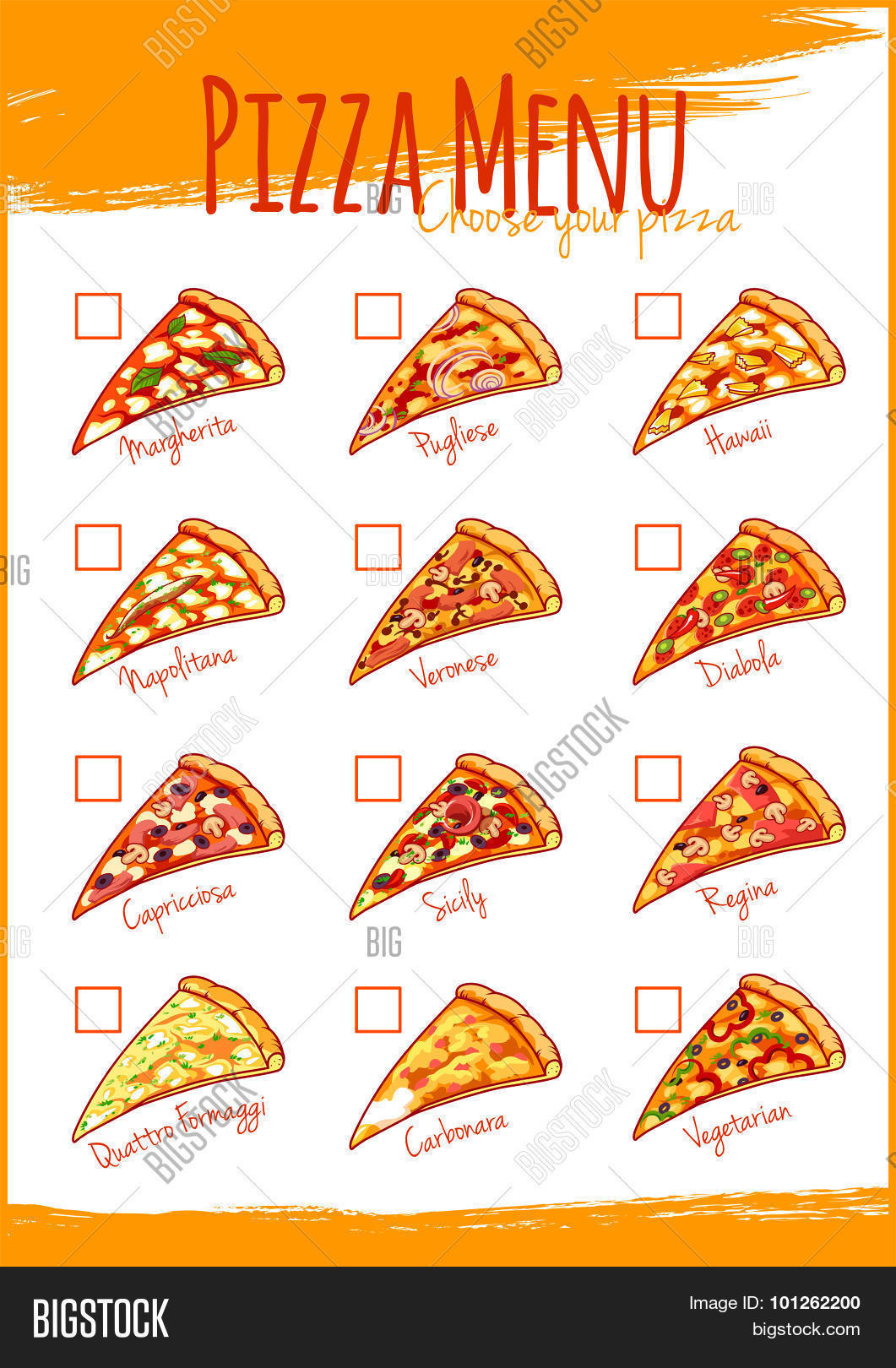 Pizza Menu. Vector Vector & Photo (Free Trial) | Bigstock