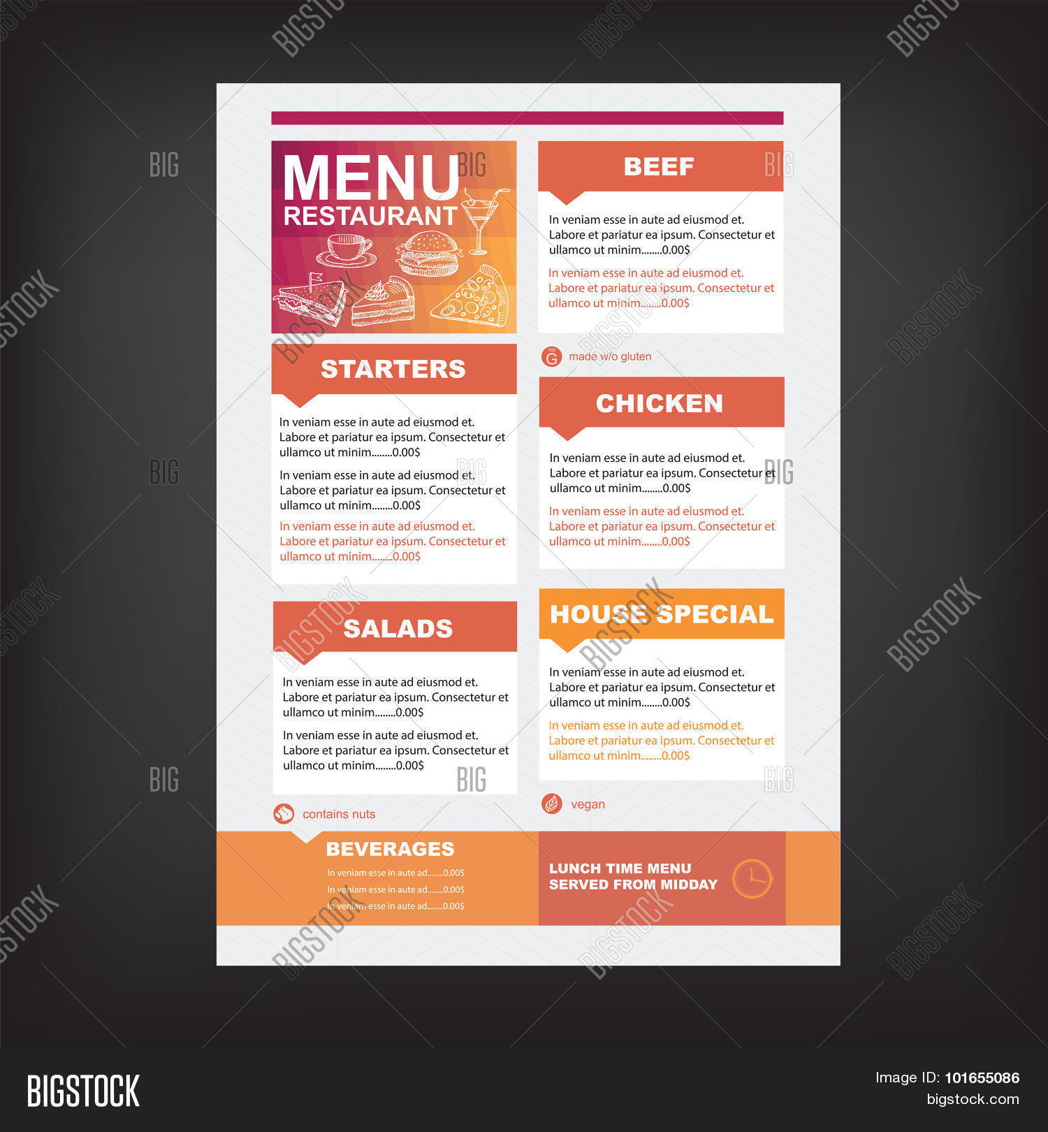 Restaurant Cafe Menu Vector And Photo Free Trial Bigstock