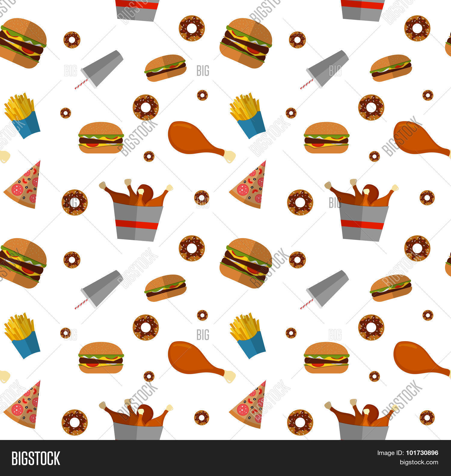 Fast Food Seamless Vector & Photo (Free Trial) | Bigstock