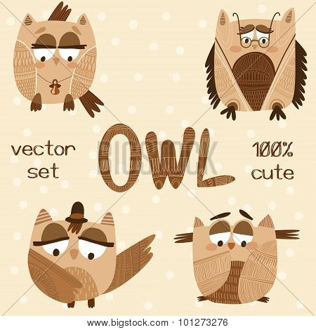 Cute Owls Doodle Vector & Photo (Free Trial) | Bigstock