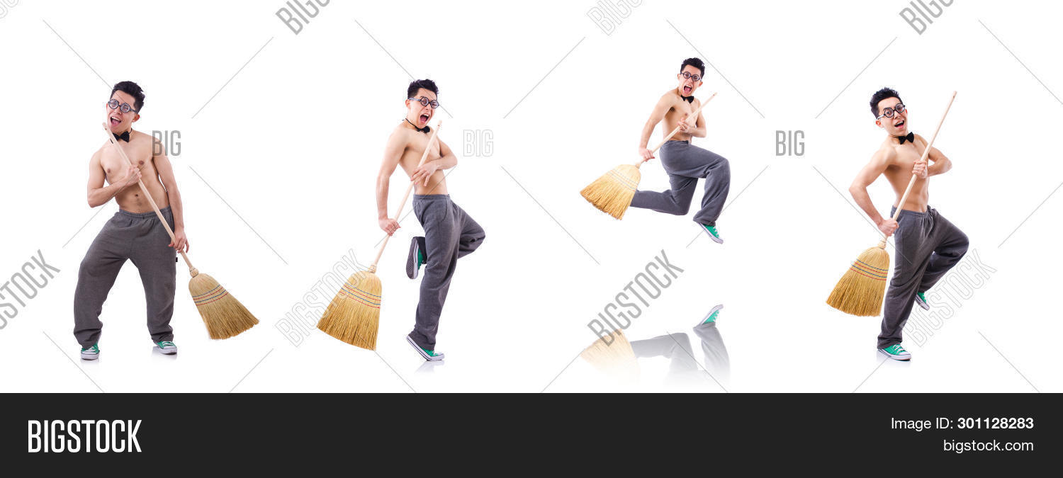 Funny Man Broom On Image & Photo (Free Trial) | Bigstock