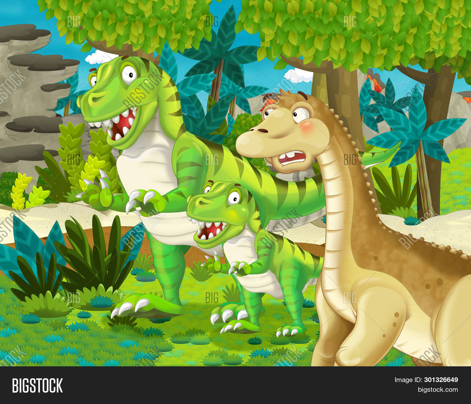 Cartoon Scene Dinosaur Image & Photo (Free Trial) | Bigstock