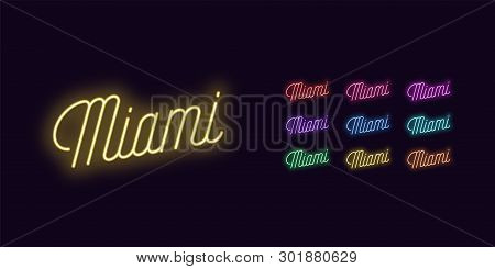 Neon Lettering Miami Vector & Photo (Free Trial) | Bigstock