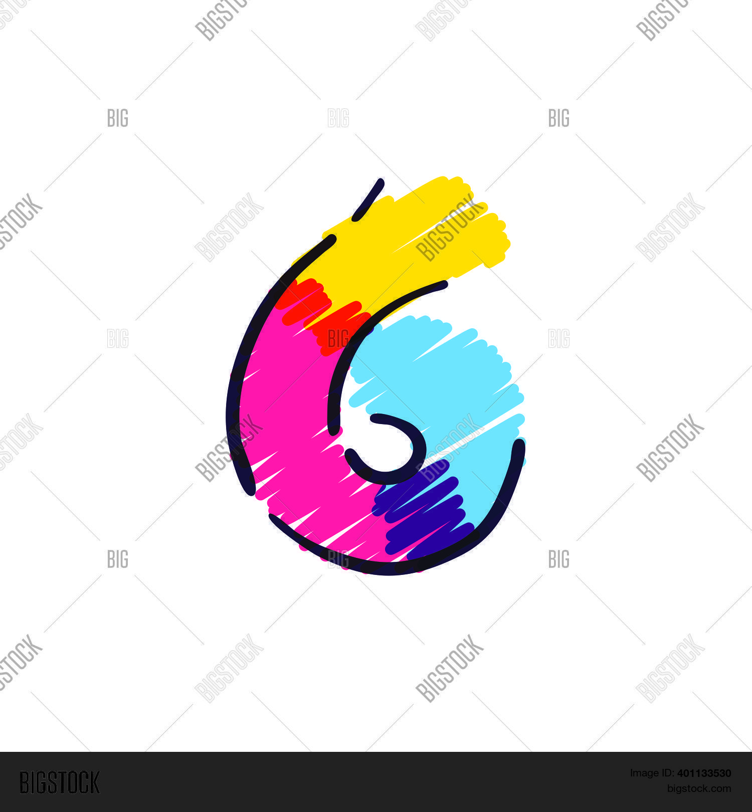 Number Six Logo Hand Vector & Photo (Free Trial) | Bigstock