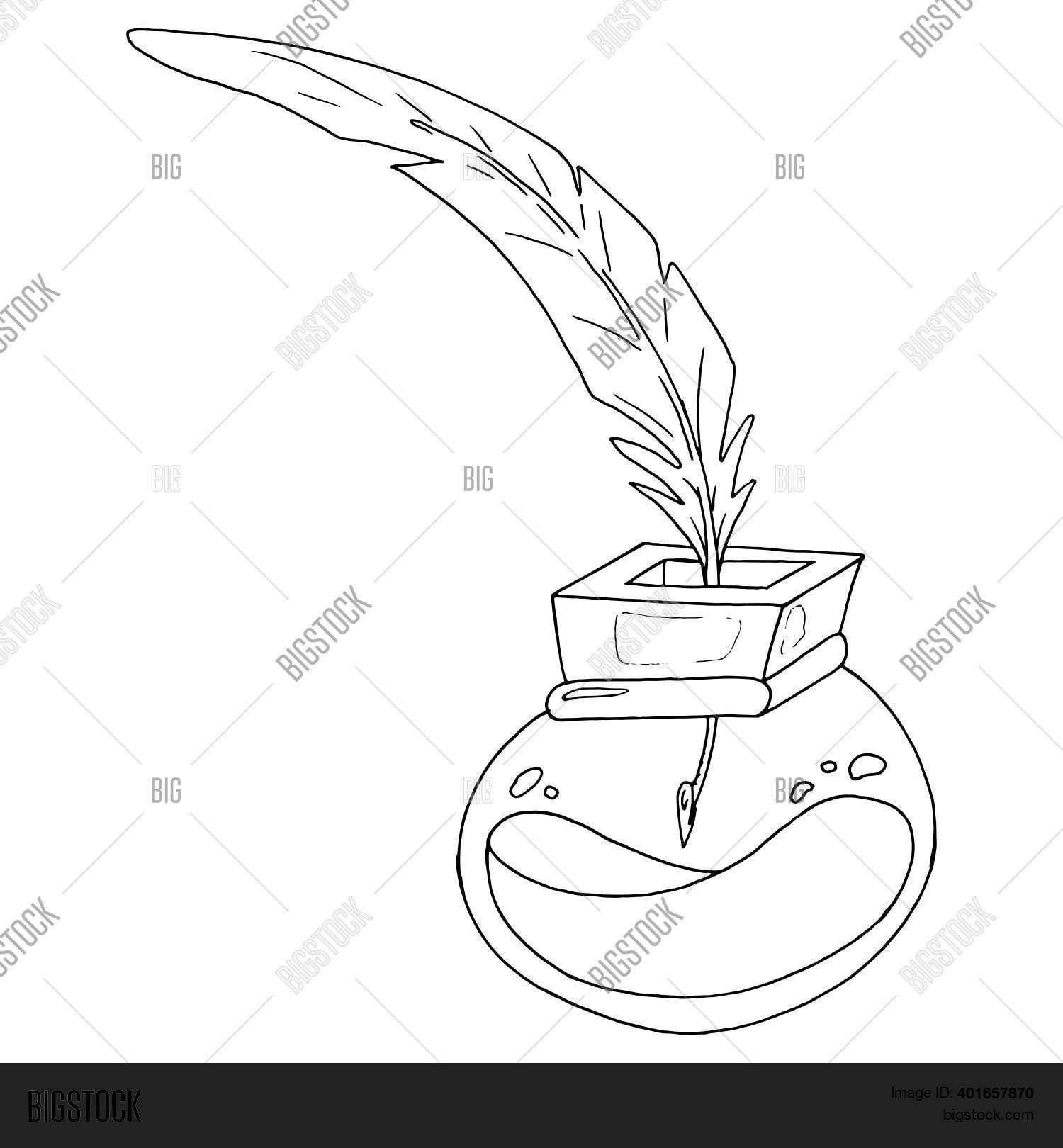 Inkwell Feather. Vector & Photo (Free Trial) | Bigstock