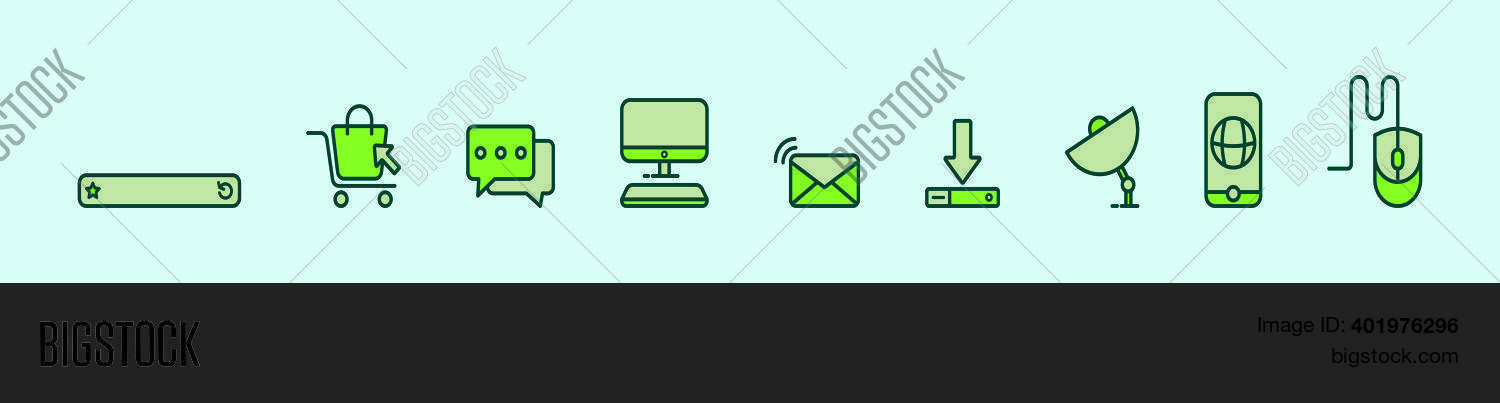 Set Internet Cartoon Vector & Photo (Free Trial) | Bigstock