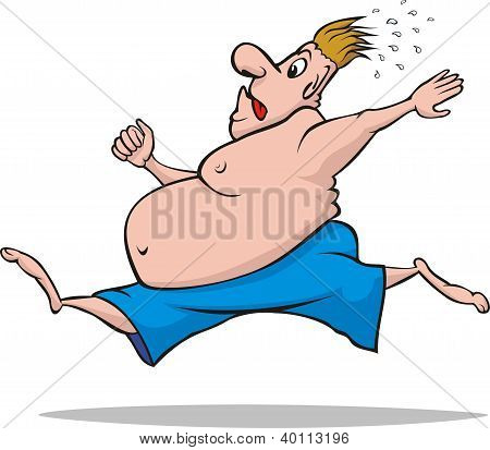 Fat Man Running Vector & Photo (Free Trial) | Bigstock
