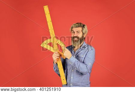 Bearded Man Use Ruler Image & Photo (Free Trial) | Bigstock