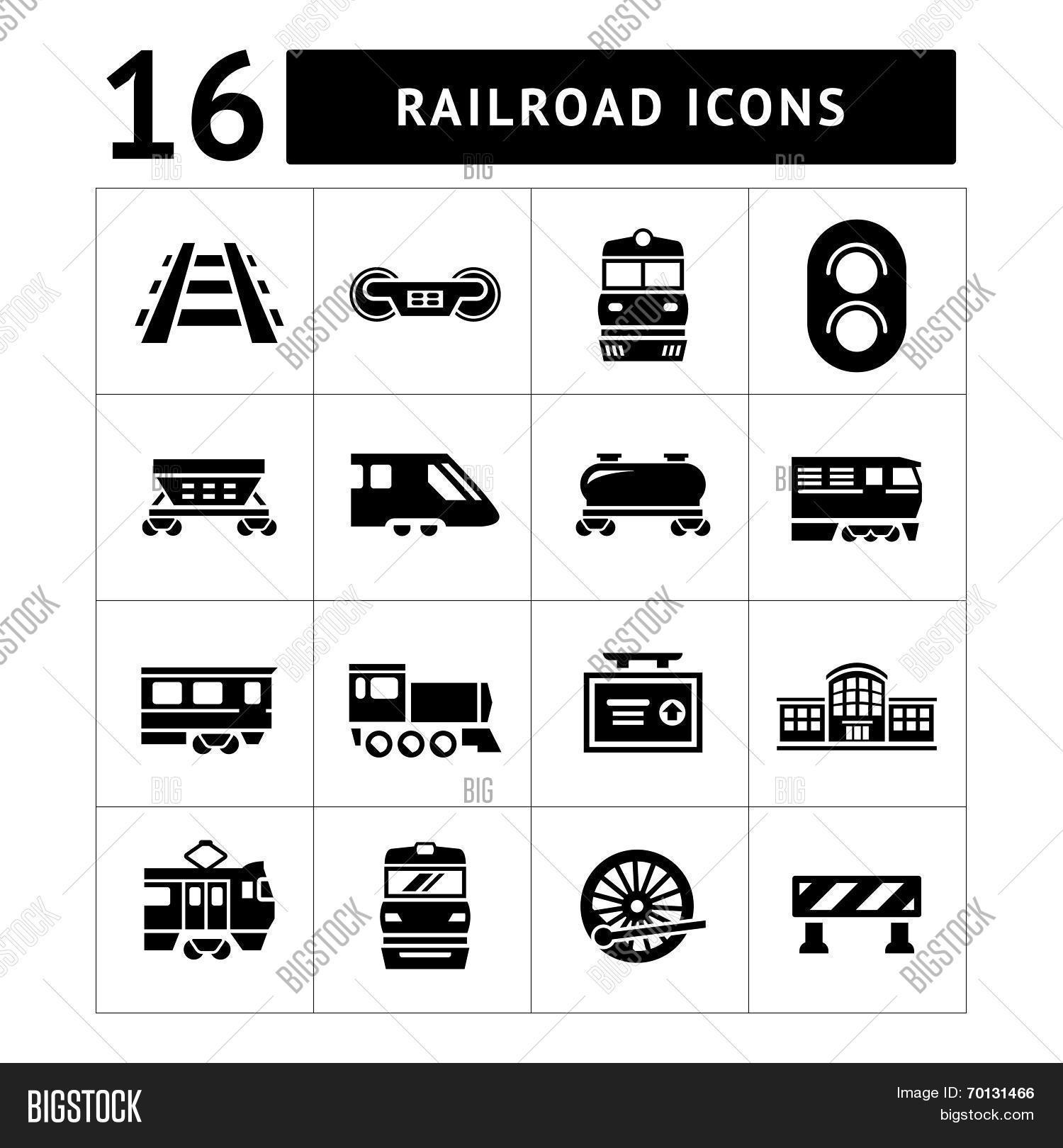 Set Icons Railroad Vector & Photo (Free Trial) | Bigstock