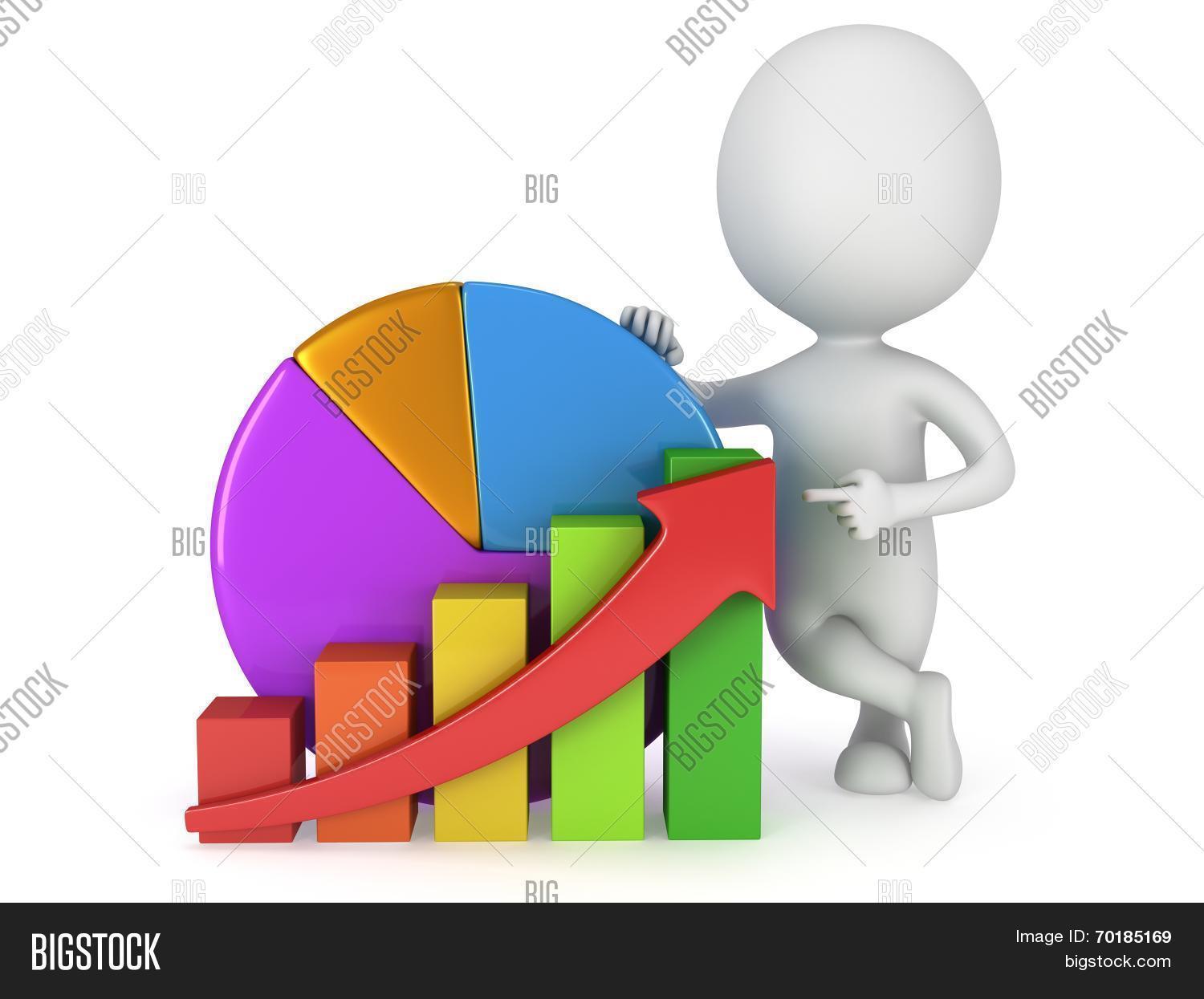 3D Man Bar Graph Pie Image & Photo (Free Trial) | Bigstock