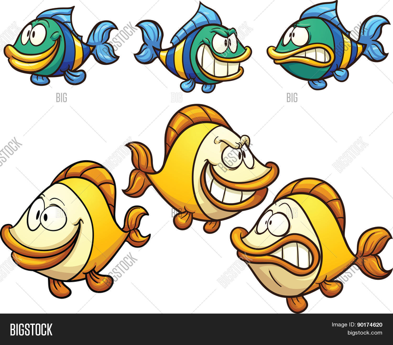 Two Cartoon Fish Vector & Photo (Free Trial) | Bigstock