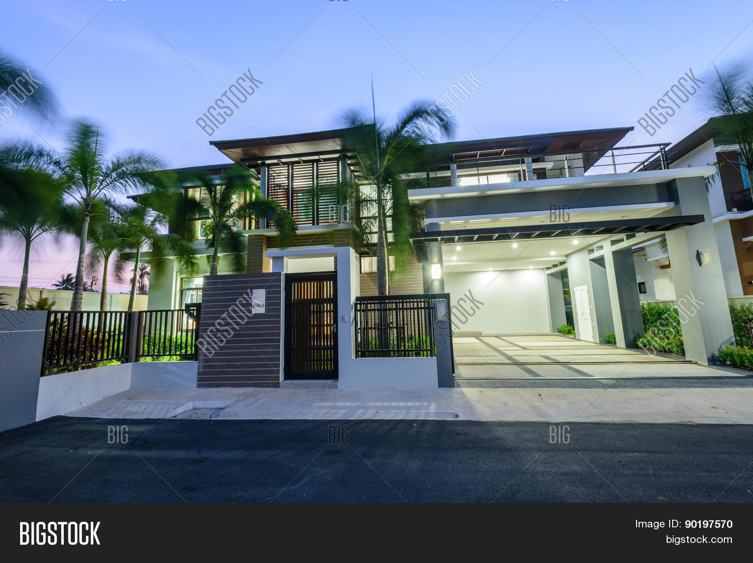 Modern House Night On Image & Photo (Free Trial) | Bigstock