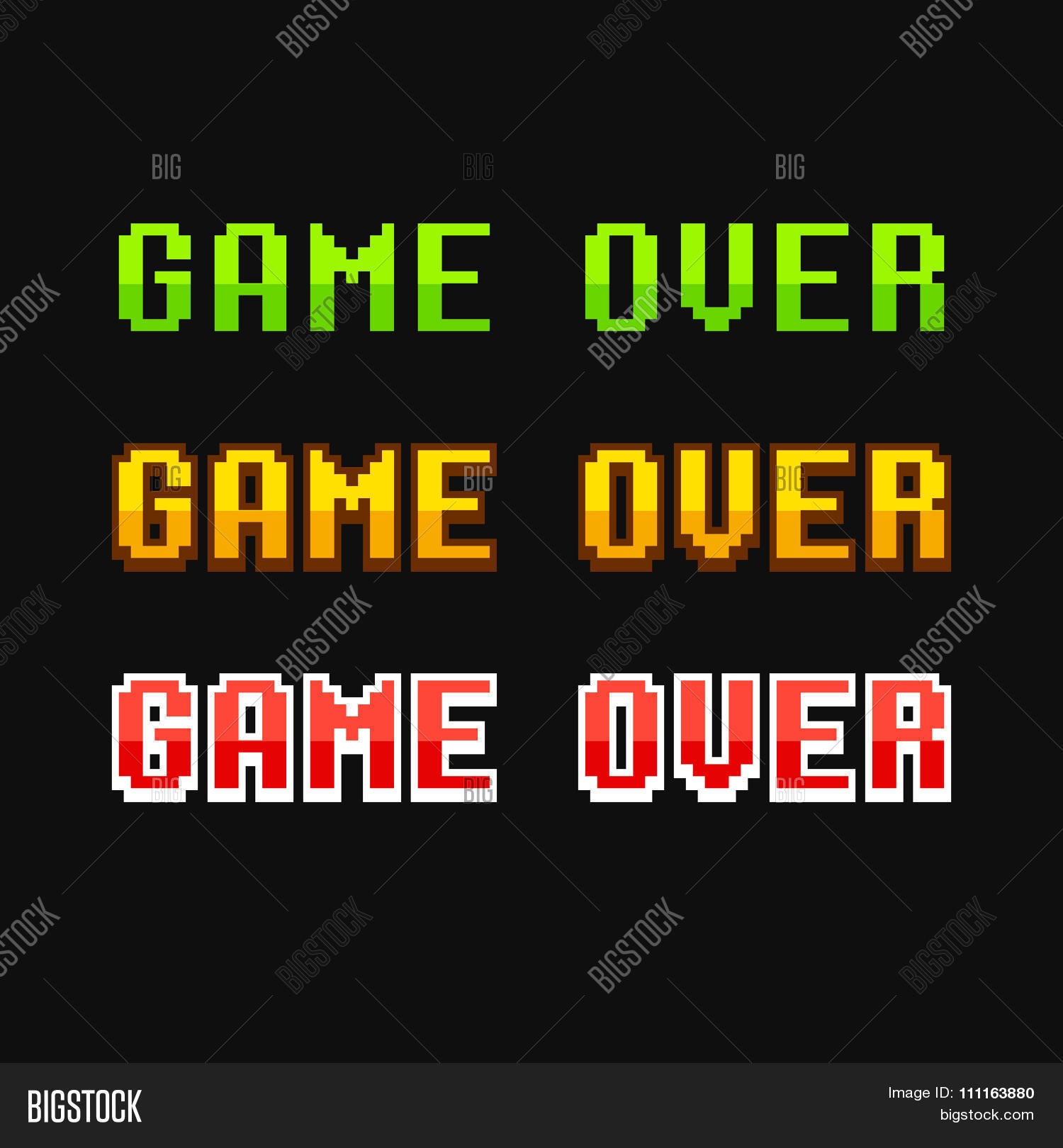 Game Over 8 Bit Set Vector & Photo (Free Trial) | Bigstock