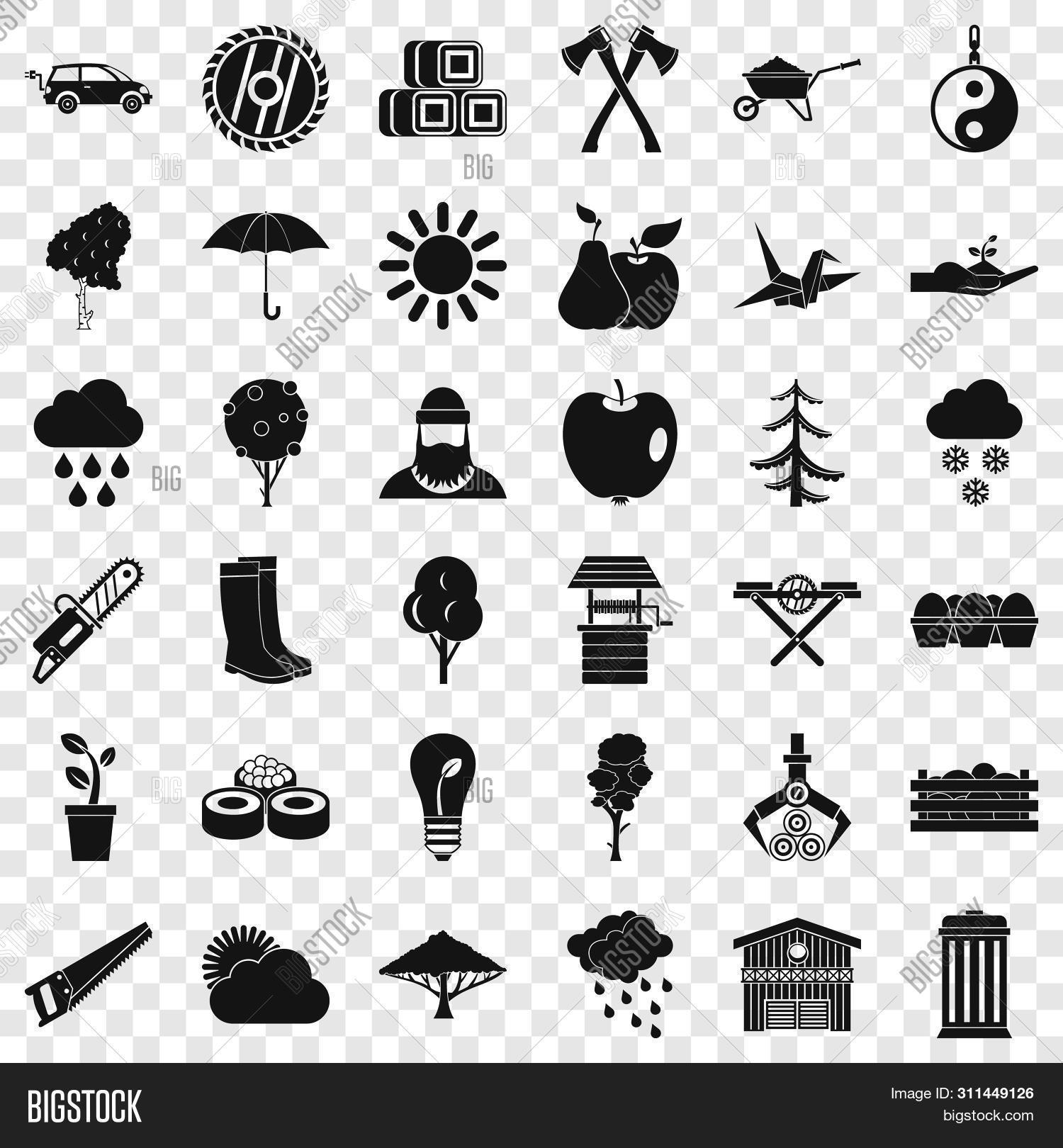 Big Tree Icons Set. Image & Photo (Free Trial) | Bigstock