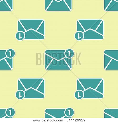 Green Envelope Icon Isolated Seamless Pattern On Yellow Background ...