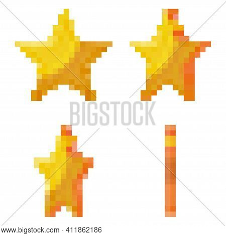 Pixel Gold Stars Vector & Photo (Free Trial) | Bigstock