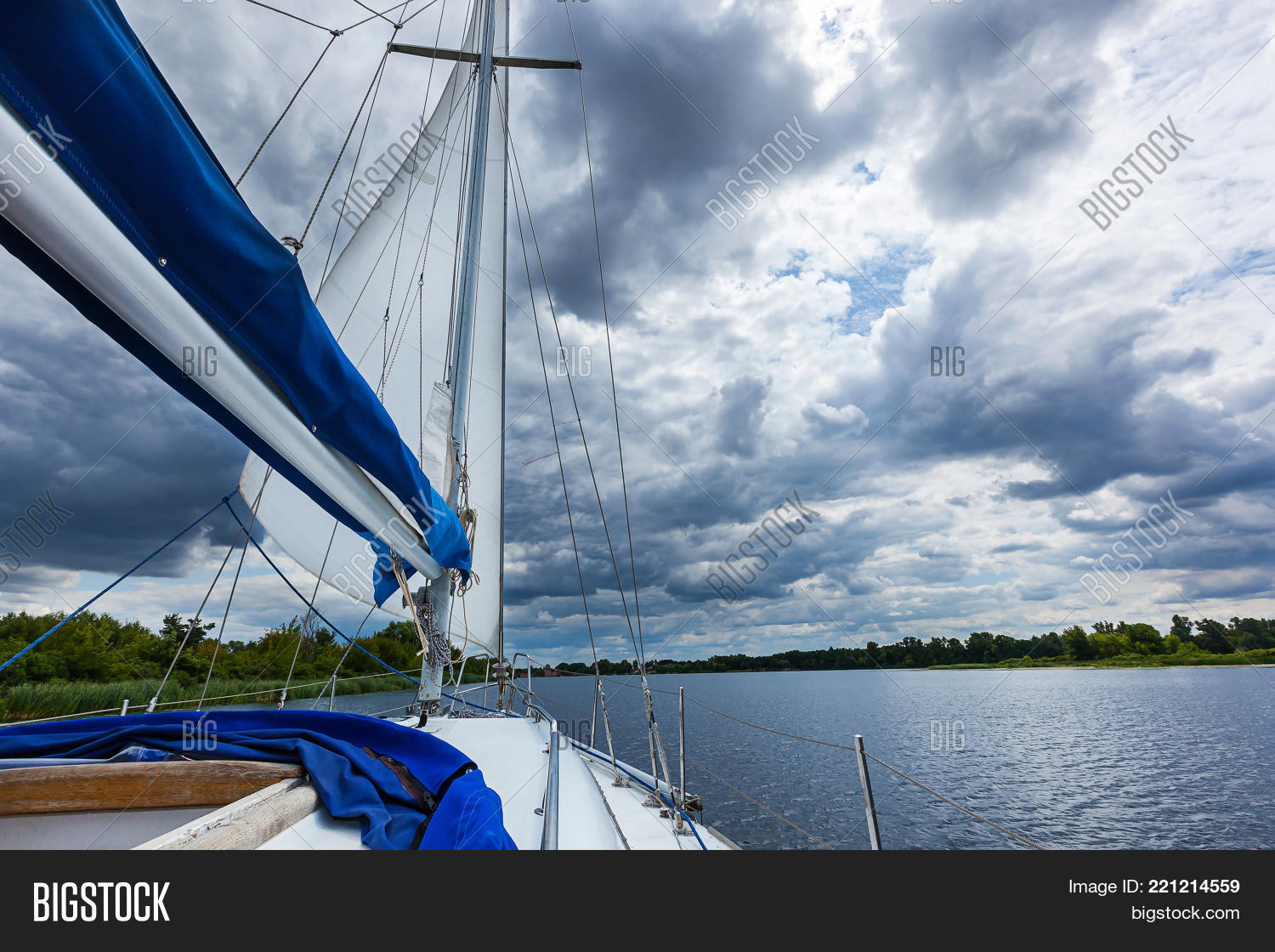 White-blue Sailboat On Image & Photo (Free Trial) | Bigstock