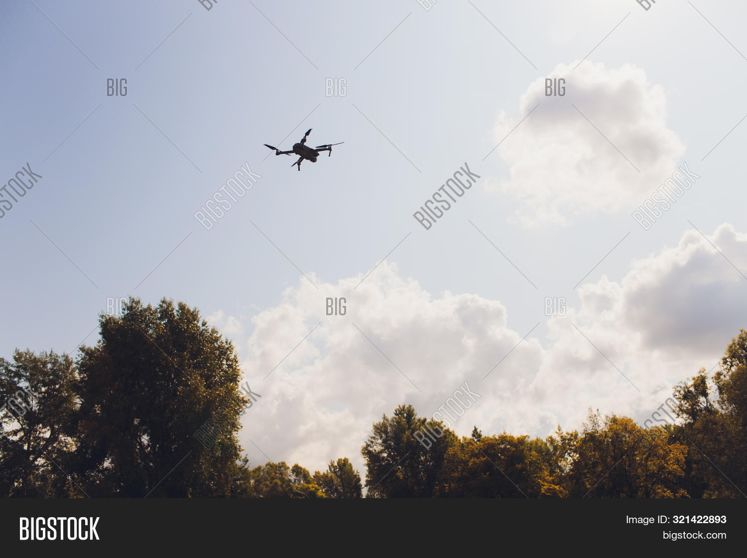 Flying Drone Blue Sky Image & Photo (Free Trial) | Bigstock