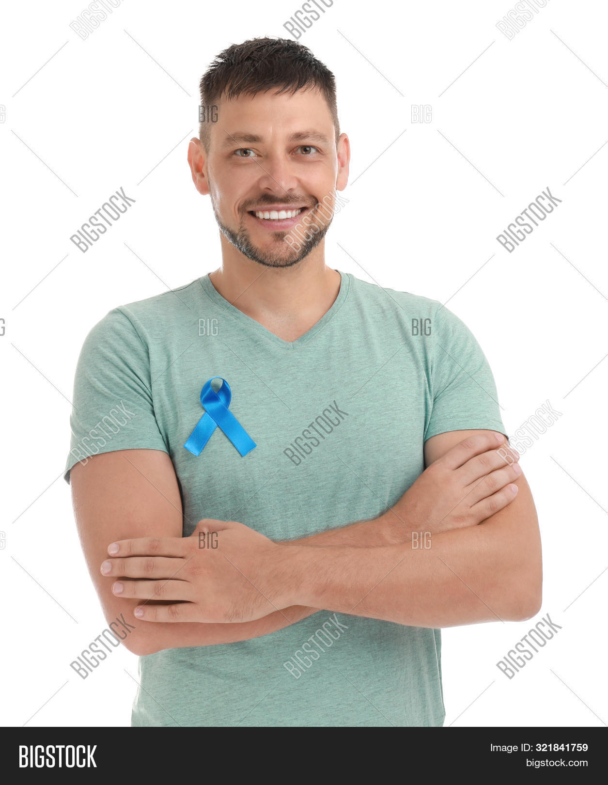 Man Blue Ribbon On Image & Photo (Free Trial) | Bigstock