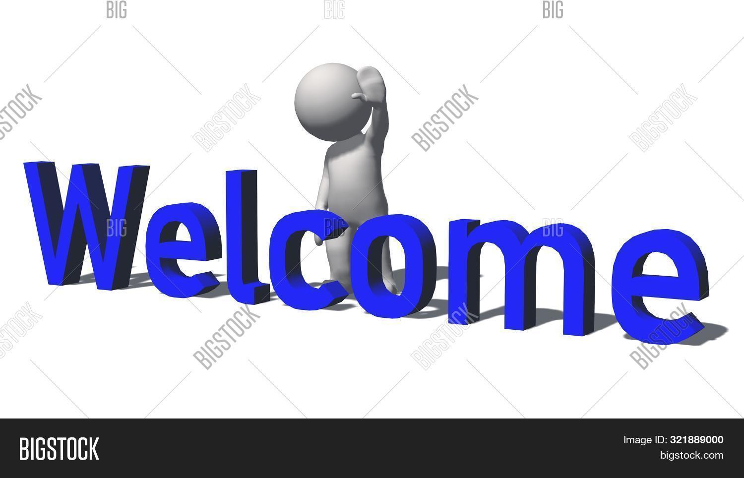 Welcome - 3d Text Blue Image & Photo (Free Trial) | Bigstock