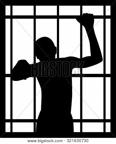 Man Prison Behind Vector & Photo (Free Trial) | Bigstock