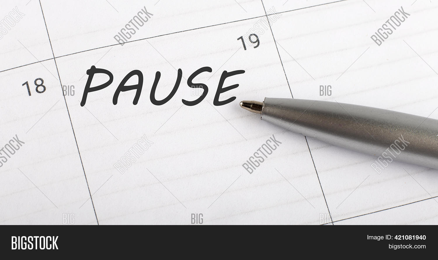 Text Pause On Calendar Image & Photo (Free Trial) | Bigstock