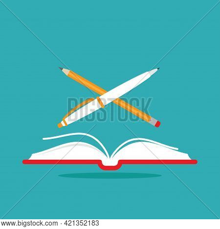 Open Book Pen Pencil Vector & Photo (Free Trial) | Bigstock