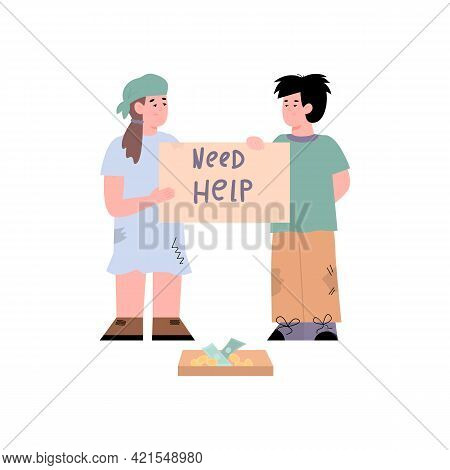 Poor Children Begging Vector & Photo (Free Trial) | Bigstock