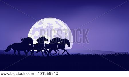 Wild Mustangs Running Vector & Photo (Free Trial) | Bigstock