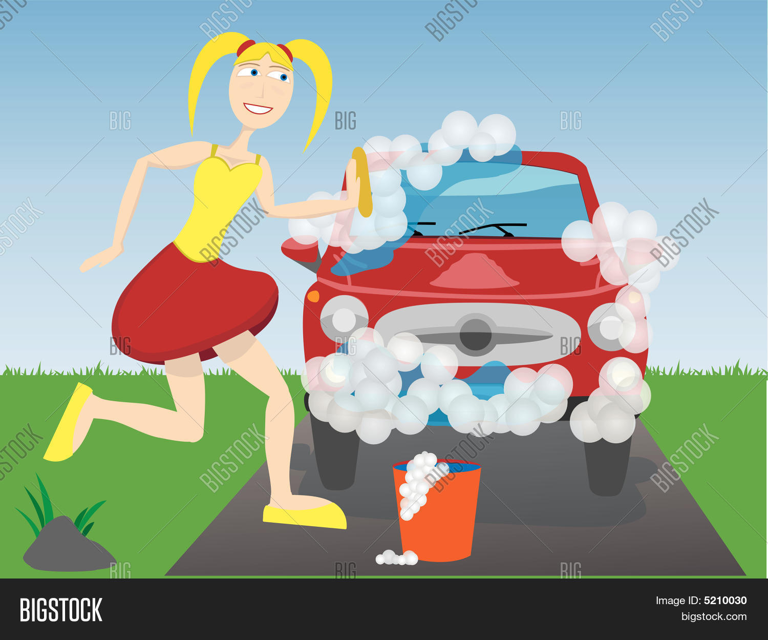 Woman Washing Car Vector & Photo (Free Trial) | Bigstock