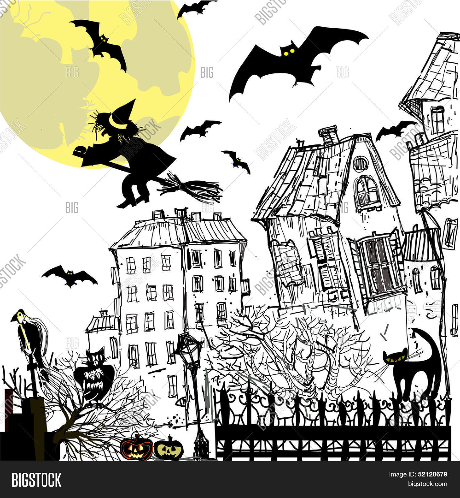 Ink Sketch Halloween Vector & Photo (Free Trial) | Bigstock