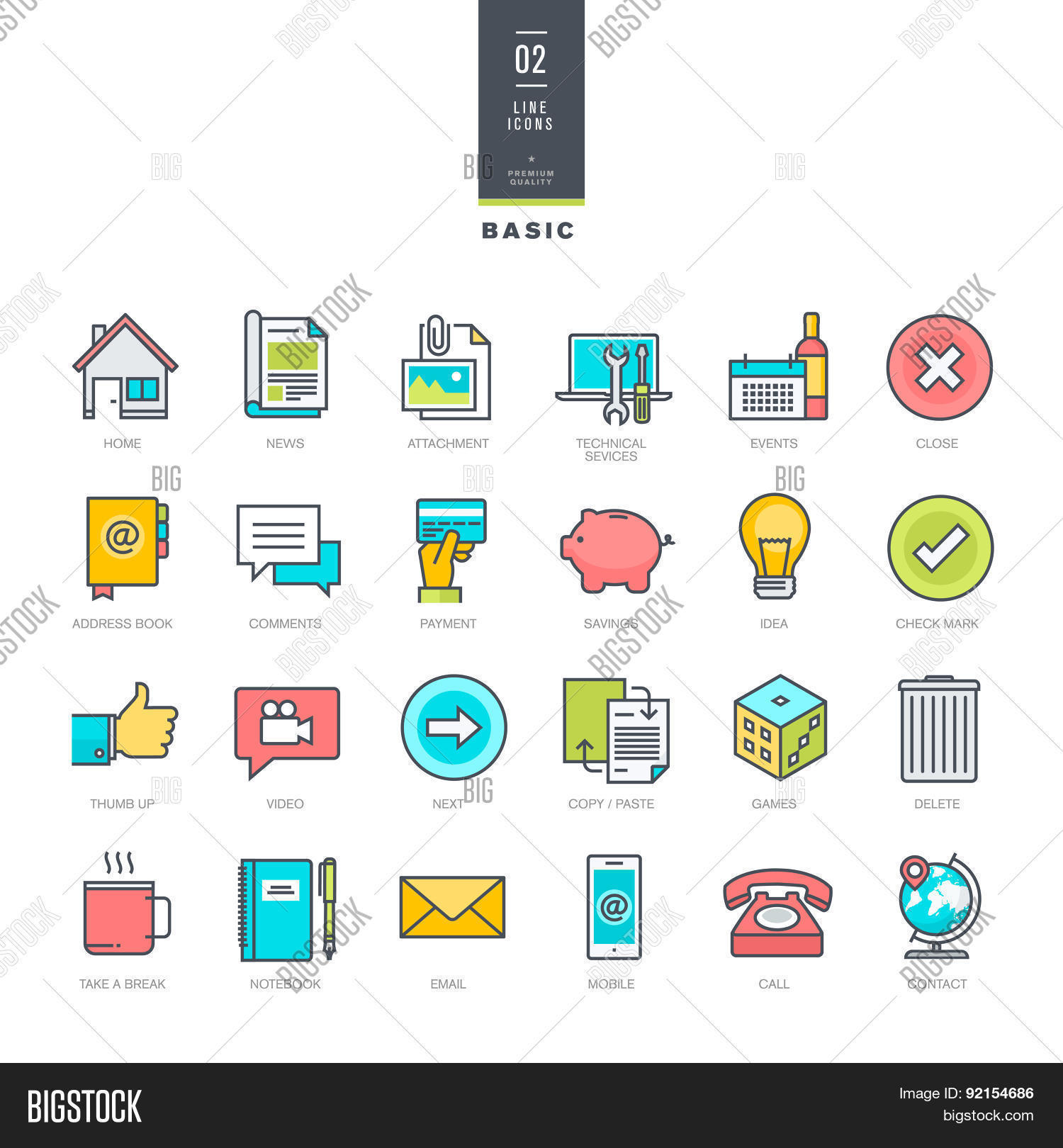 Set Line Color Icons Vector & Photo (Free Trial) | Bigstock