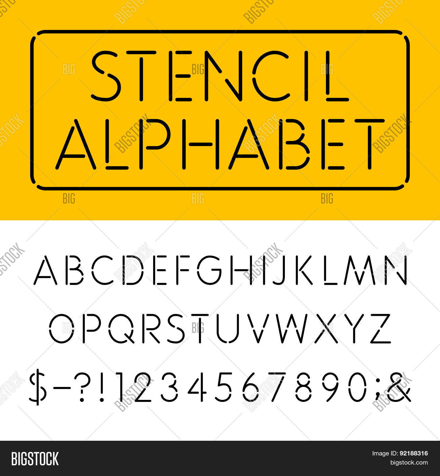Stencil Thin Alphabet Vector & Photo (Free Trial) | Bigstock
